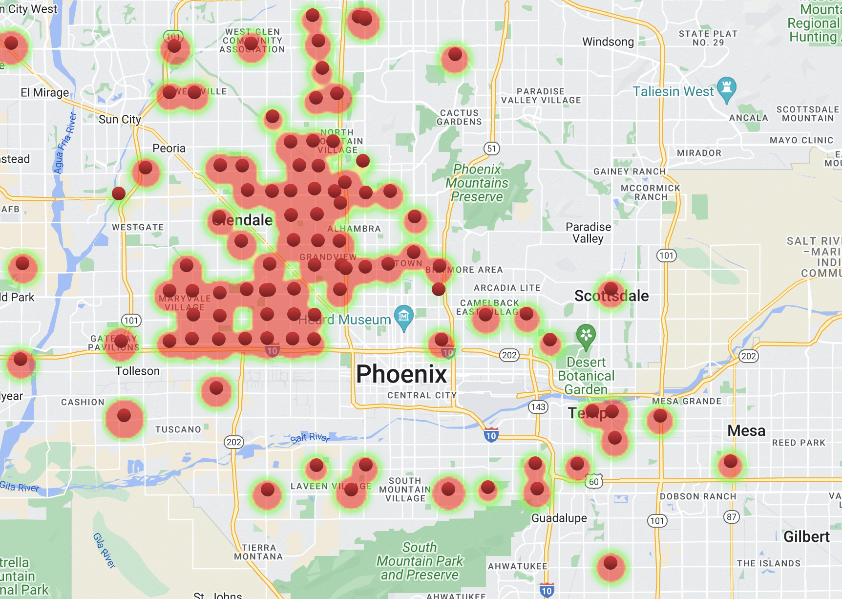 Accident Heat Map - Lamber Goodnow Injury Lawyers